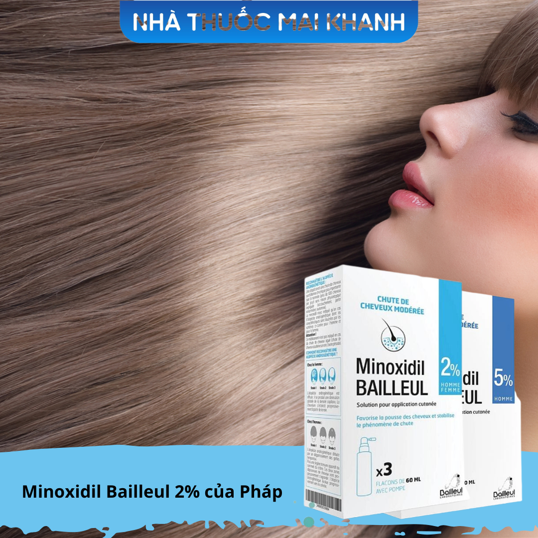 Minoxidil Bailleul Xịt Mọc Tóc 2% Và 5% Ngăn Ngừa Rụng Tóc, Giúp Mọc Tóc 60ml Pháp | Shopee Việt Nam
