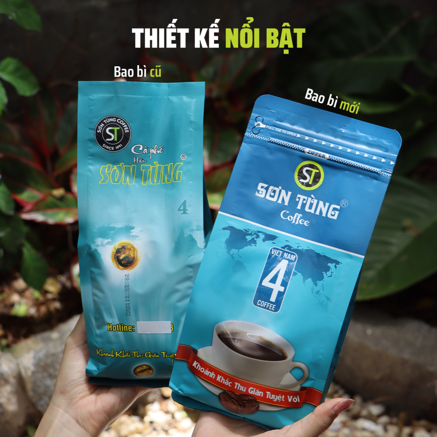 Thùng 10kg cà phê pha phin số 4Xanh - Cà Phê Sơn Tùng - Dòng truyền thống - 500gram x 20gói ...