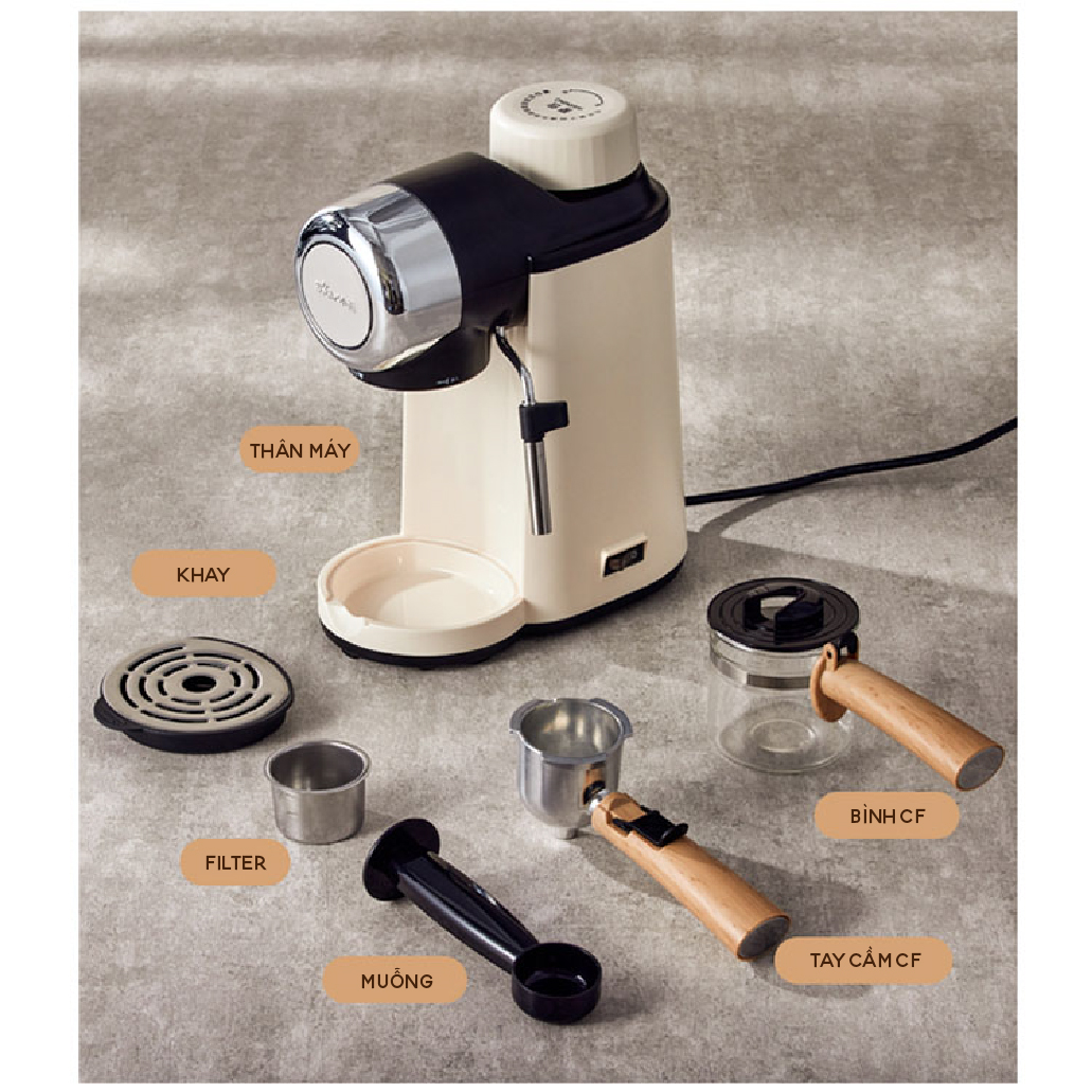 Máy Pha Cà Phê Tự Động, Pha Espresso Bear KFJ-A02R2/ A02N1, Áp suất 5 Bar, Tạo bọt sữa, BH 18 ...