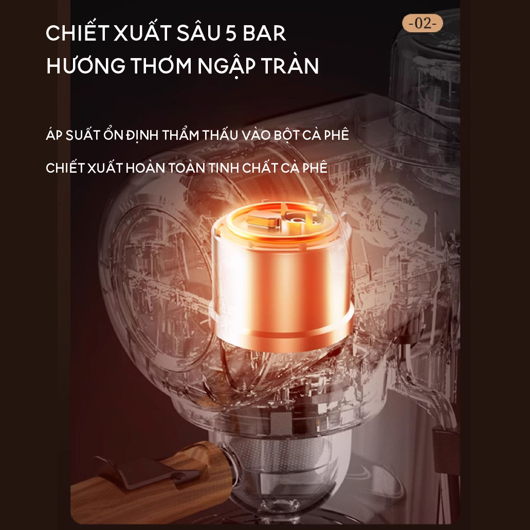 Máy pha cà phê espresso tự động Bear KFJ-A02N1/A02R2, Áp suất 5Bar, Tạo bọt sữa Cho gia đình, BH ...