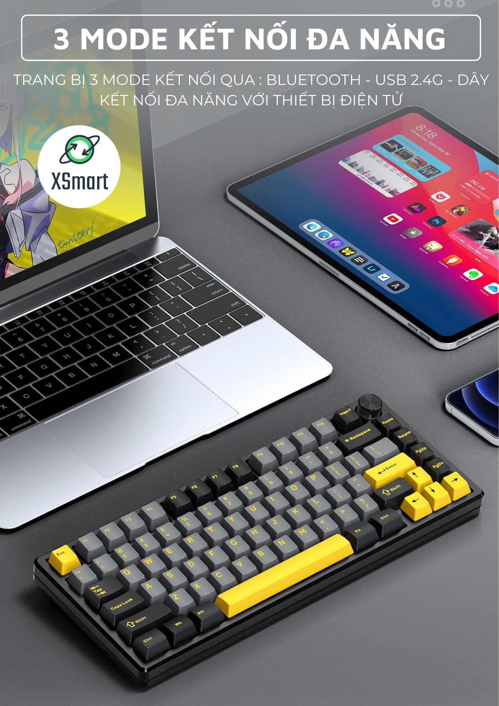 Bàn Phím Cơ Bluetooth Full Case Nhôm CNC Dark Alien R83 Led RGB 3 Mode ...