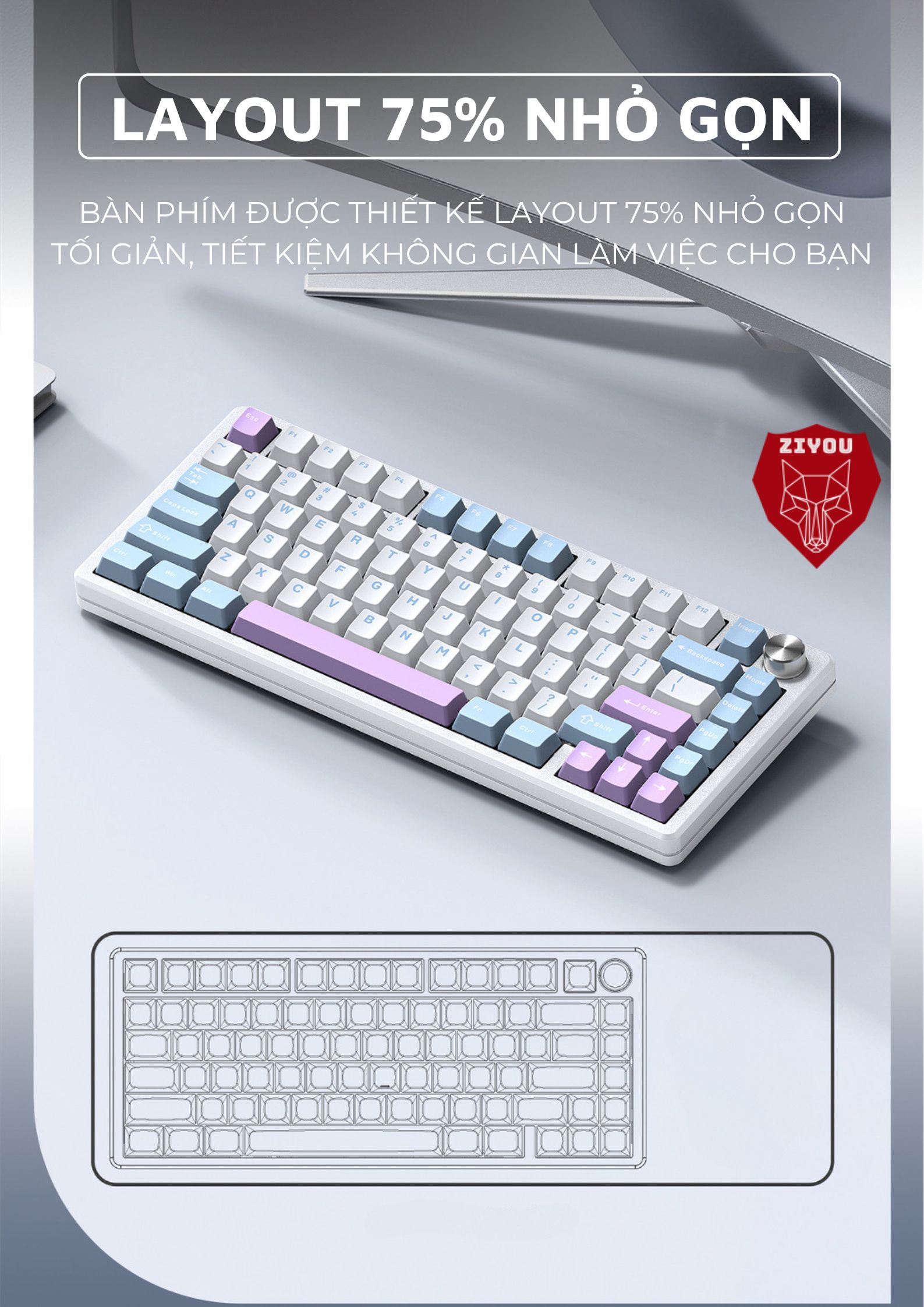 Bàn Phím Cơ Bluetooth Không Dây Ziyou Dark Alien R83 Case Full Nhôm Cao ...