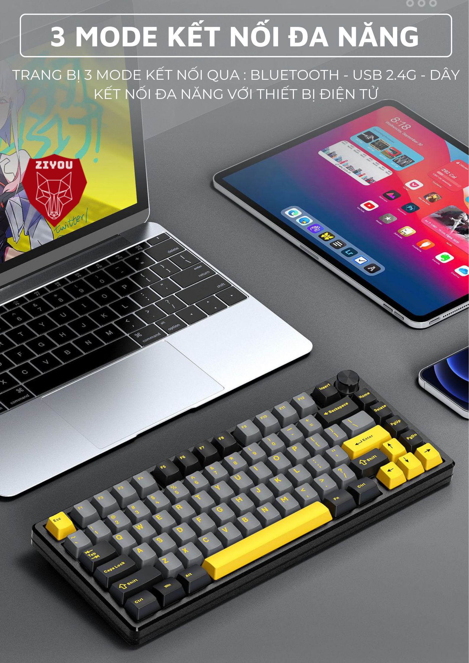 Bàn Phím Cơ Bluetooth Không Dây Ziyou Dark Alien R83 Case Full Nhôm Cao ...