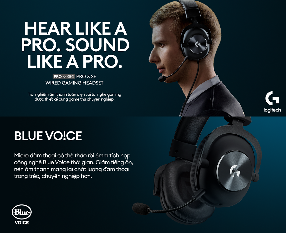 Tai nghe gaming có dây Logitech G Pro X SE, Mic tháo rời, âm vòm 7.1 ...