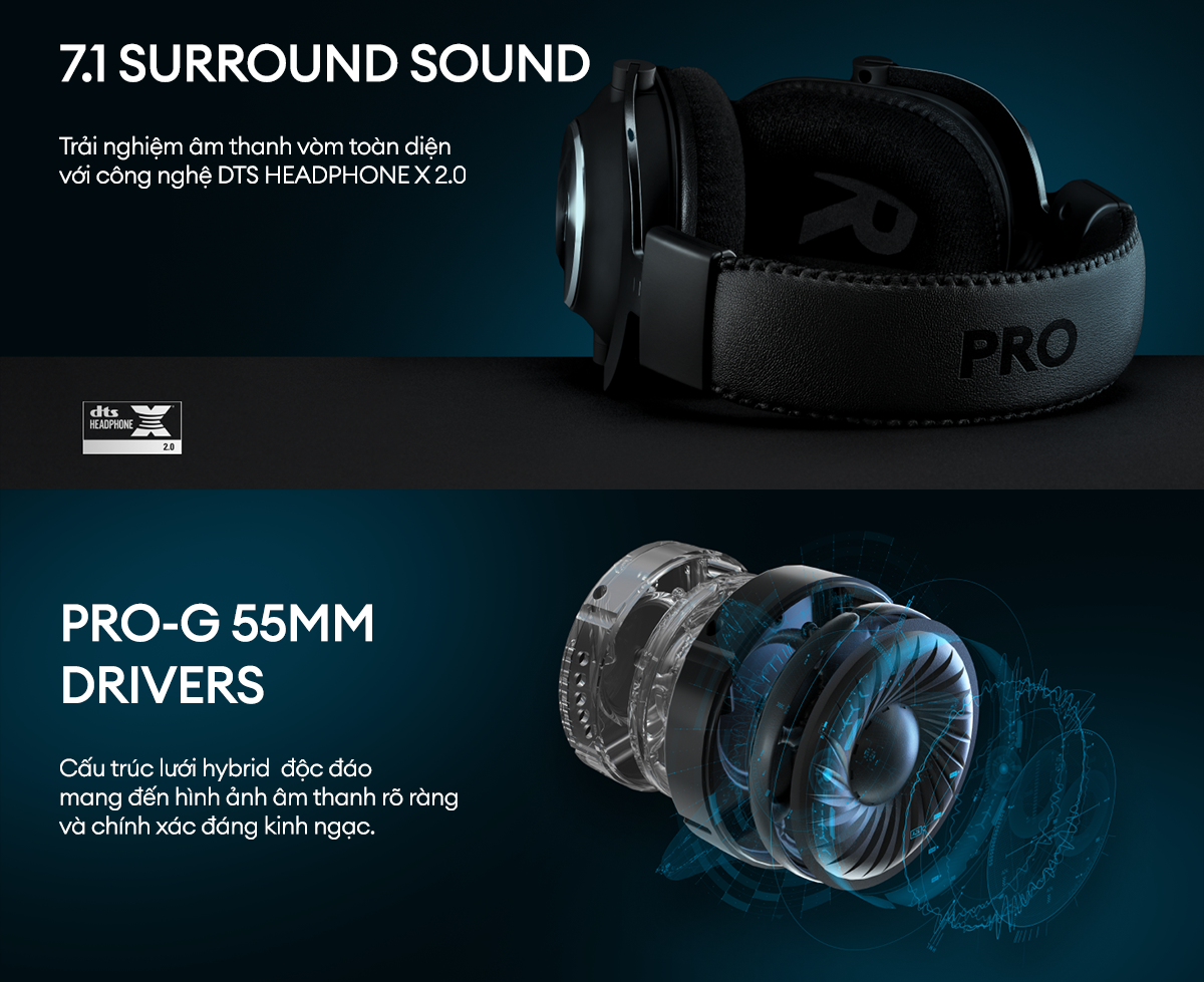 Tai nghe gaming có dây Logitech G Pro X SE, Mic tháo rời, âm vòm 7.1 ...