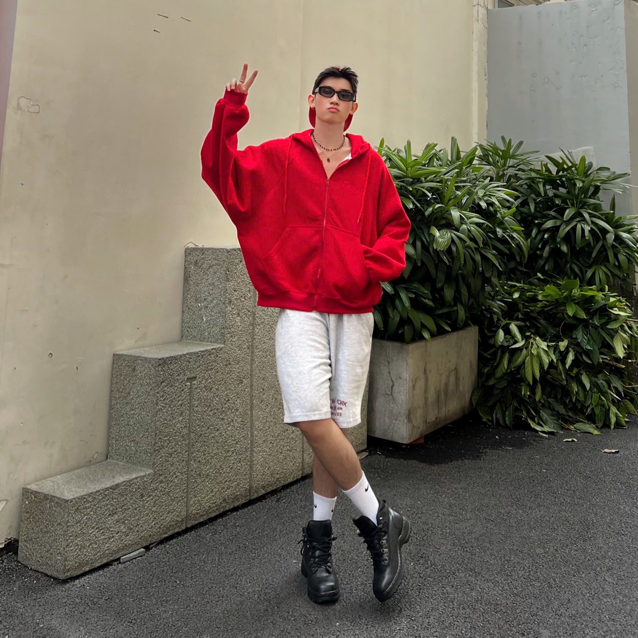 Áo khoác dây kéo from boxy 2 da dày dặn thêu nổi cổ cao không bám lông ...