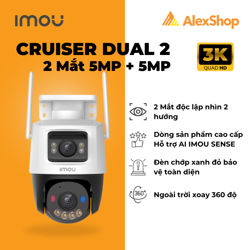 [COMBO-10M] Camera IMOU Cruiser Dual 2 S7XEP 10M + Thẻ 64Gb + Hộp Kỹ ...