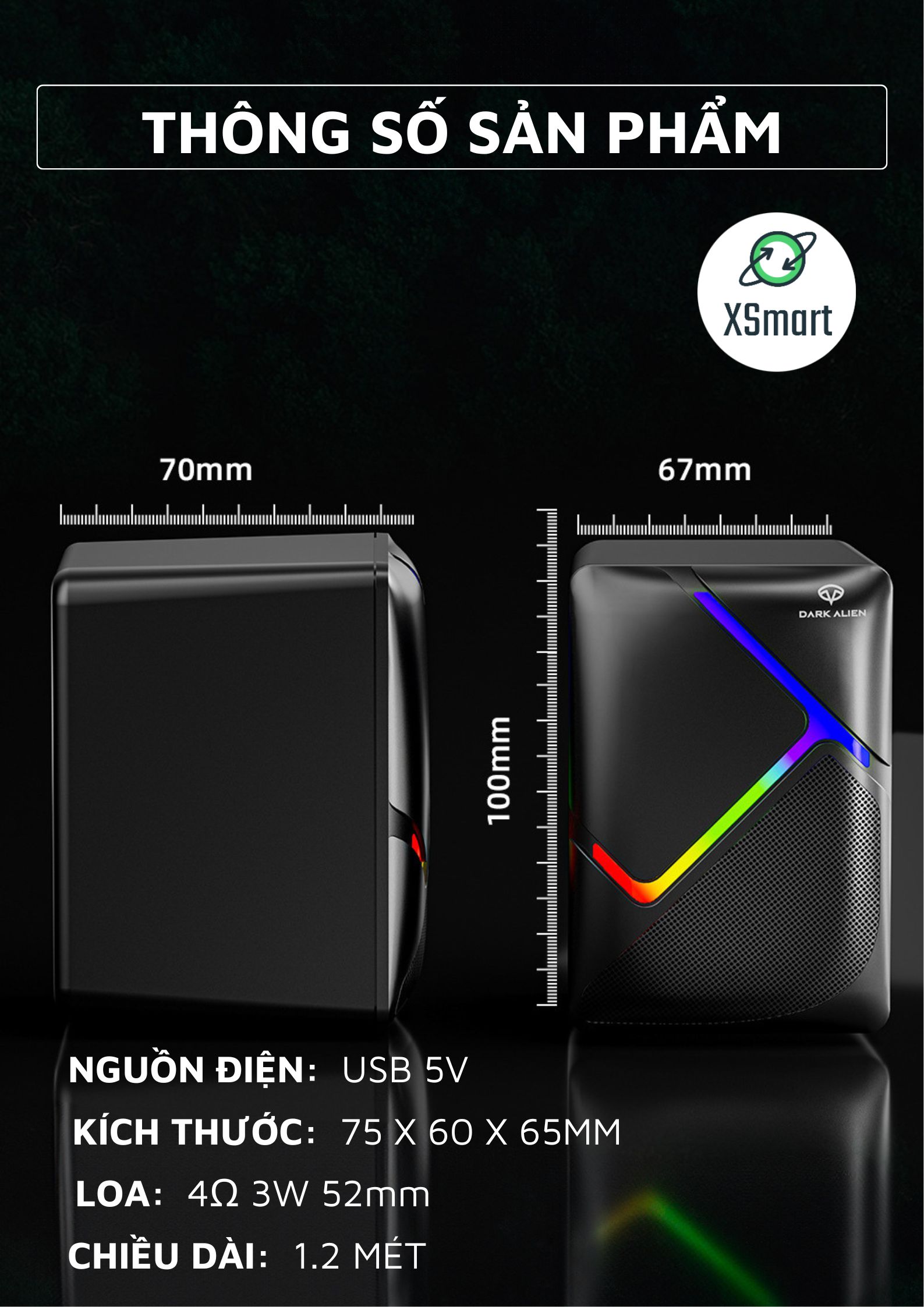 Loa Máy Tính Mini Bass Dark Alien S511 Led RGB 2 Loa Kép Âm Thanh Vòm ...