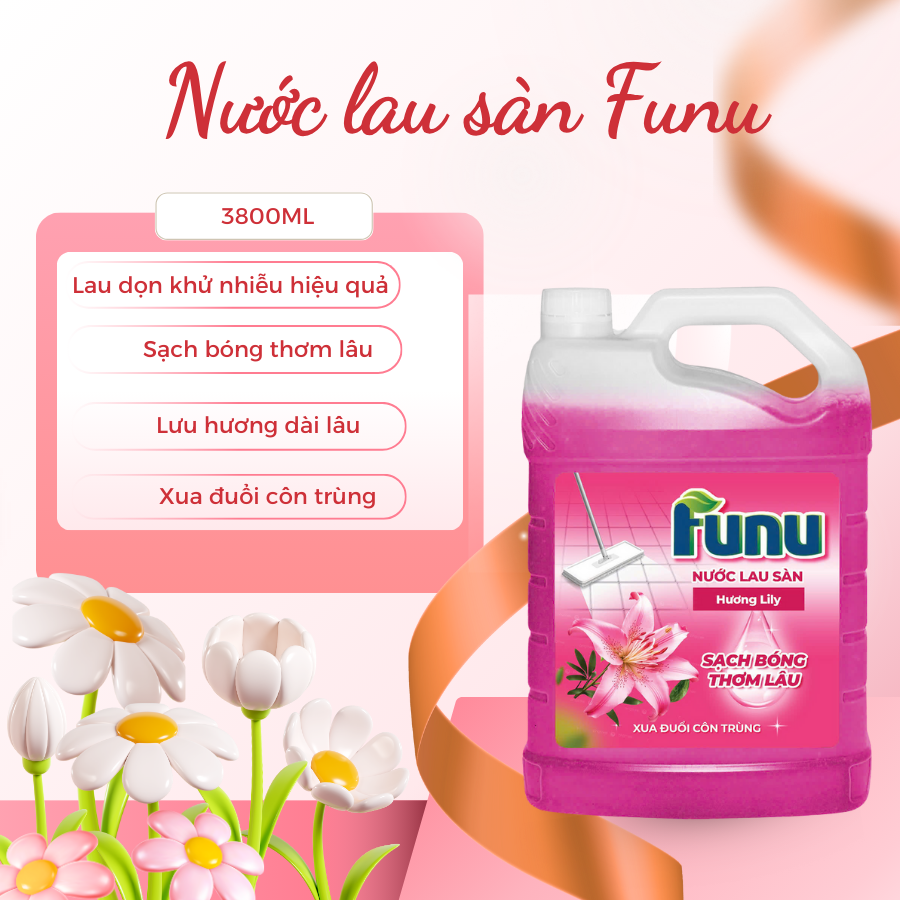 Nước lau sàn Funu 3.8kg Sả Chanh, Ylang, LiLy, Lavender, Nước Hoa, Thiên Thảo - Hàng chính hãng ...