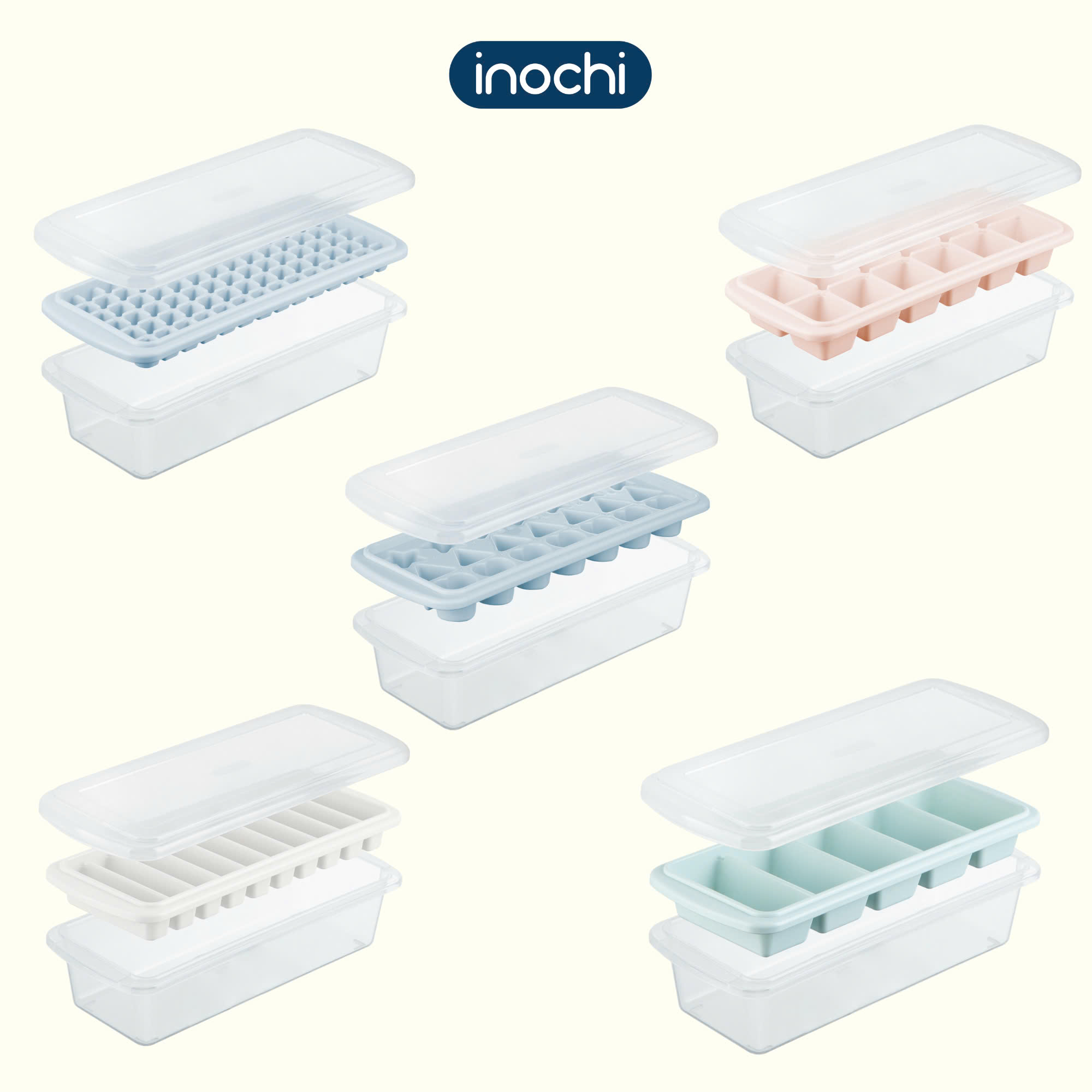 Combo 5 khay đá Inochi kèm hộp tiện lợi, cao cấp - Chất liệu an toàn ...
