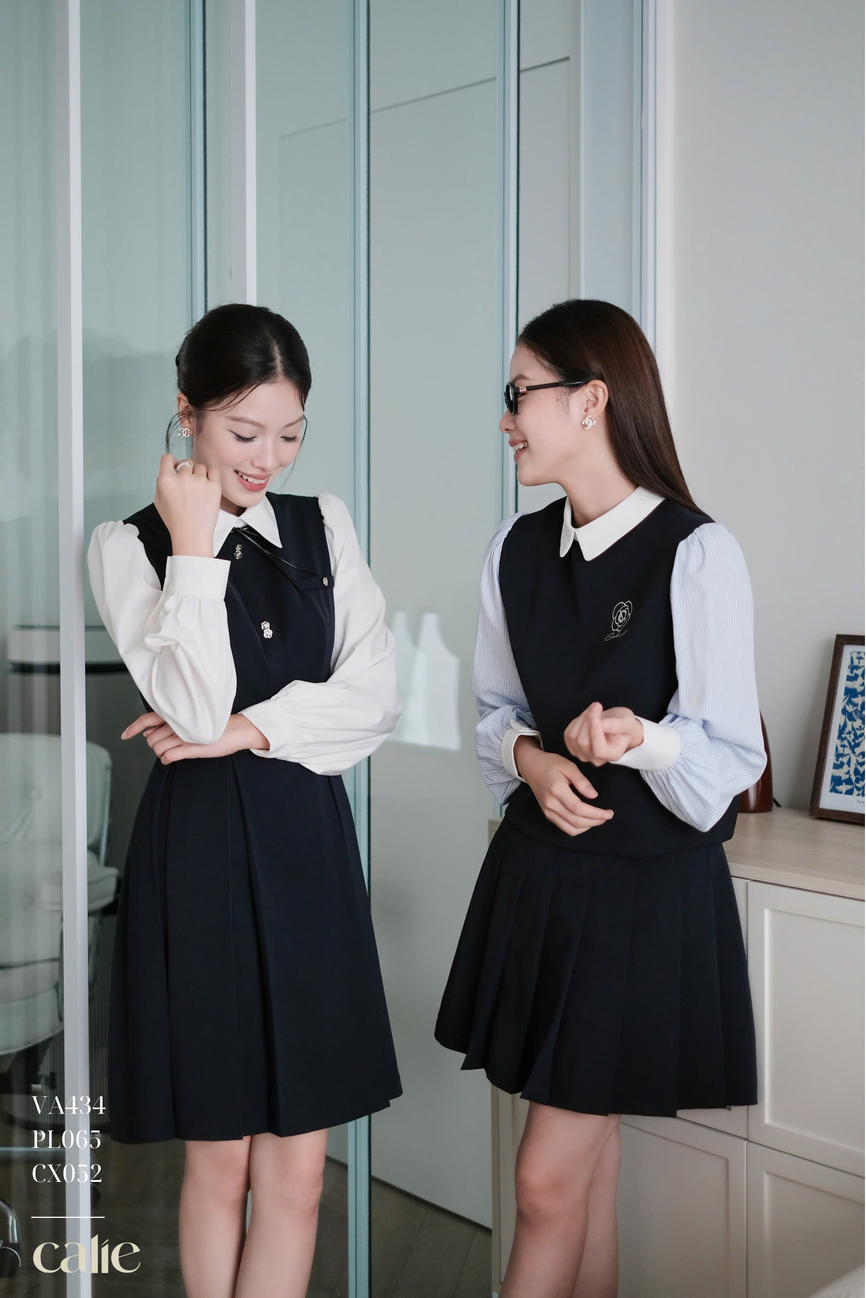 Váy dáng A phối cổ đức kèm nơ THƯƠNG HIỆU CALIE HOUSE VA434 | Shopee ...