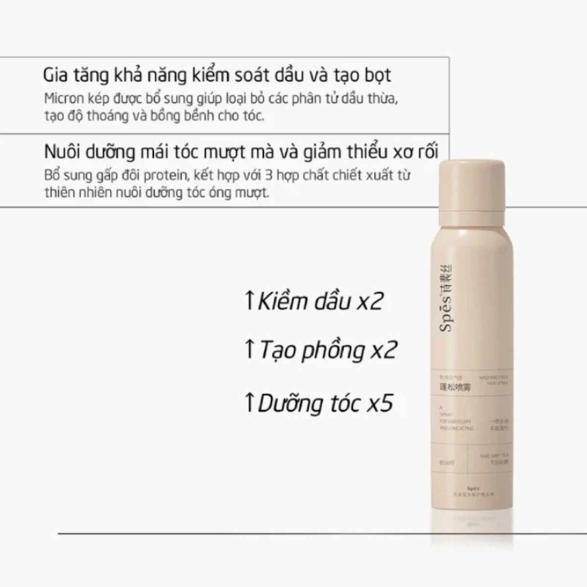 Dầu Gội Khô SPES Washing-free Hair Spray Làm Sạch, Giảm Bết Tóc ...