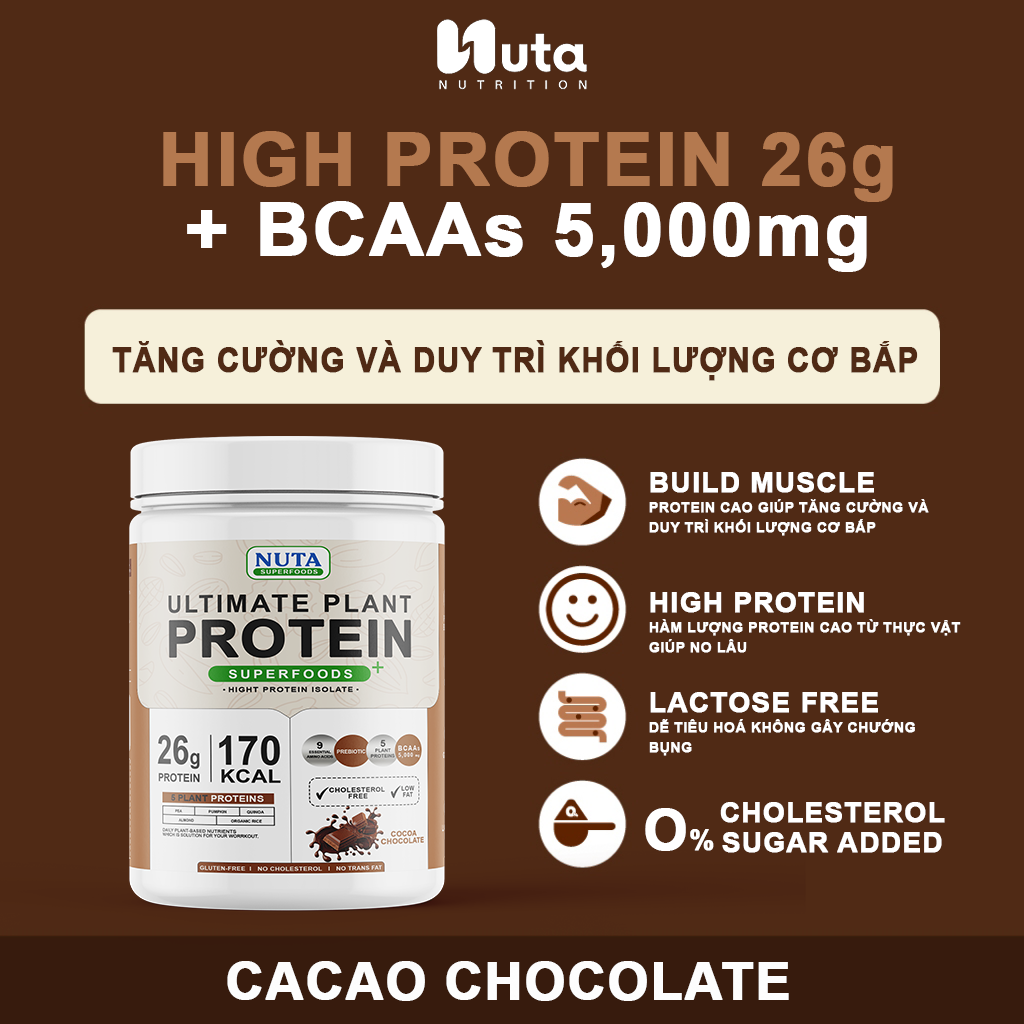 Bột Protein thực vật NUTA hữu cơ Ultimate Plant cải thiện cơ bắp 800g | Shopee Việt Nam