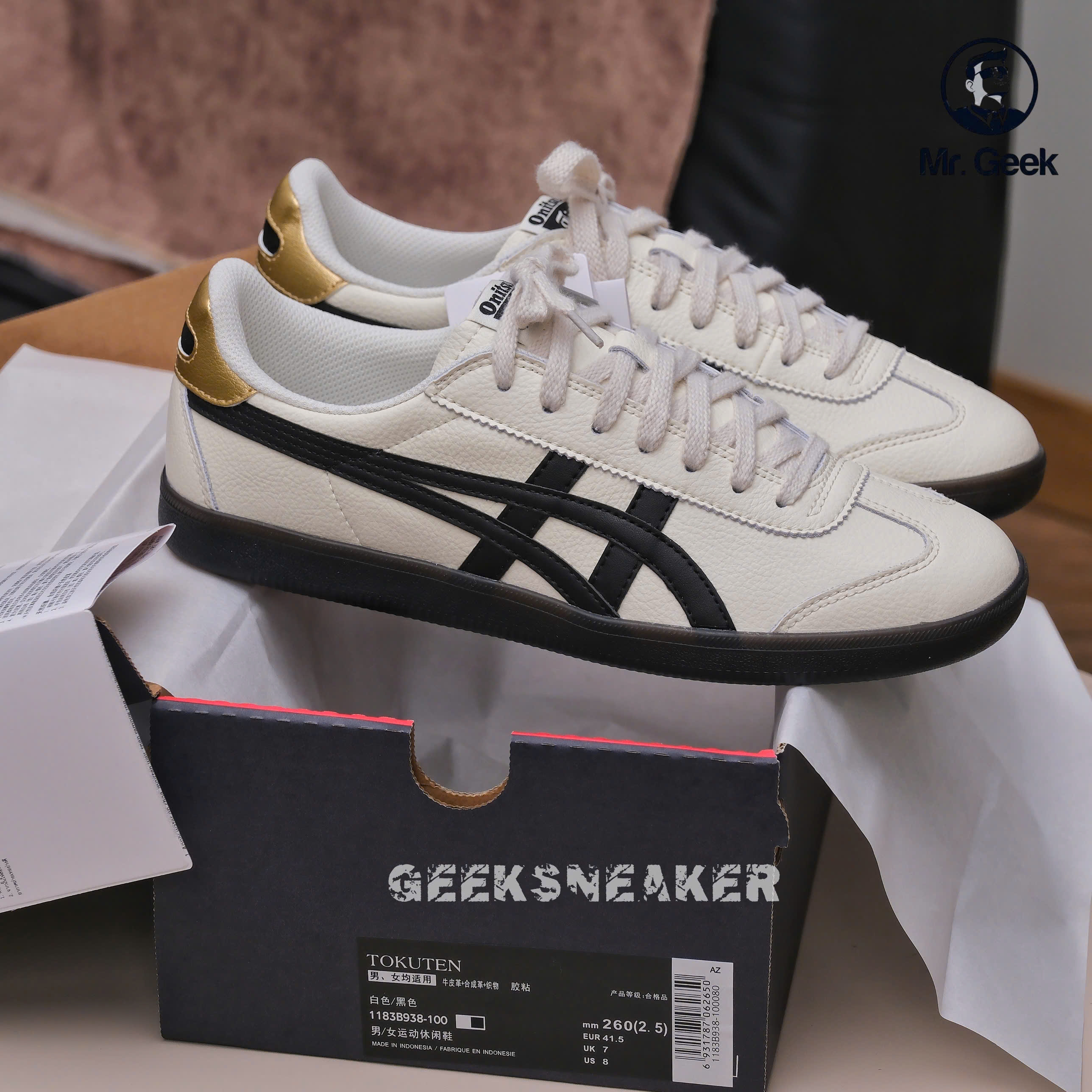 [GeekSneaker] Giày Onit.suka Tiger Tokuten White Black Gold | Shopee ...