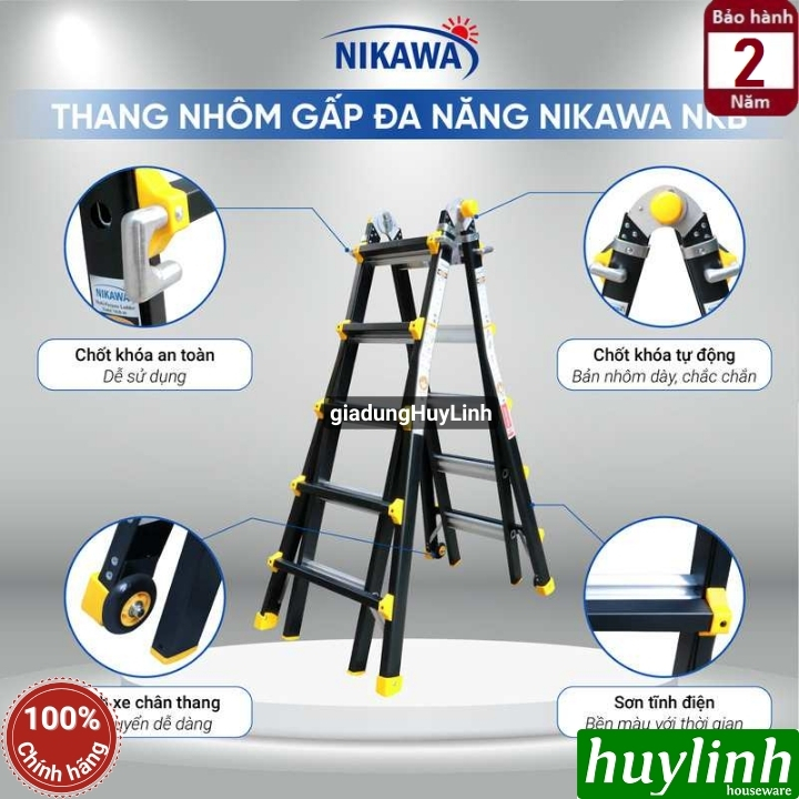 Thang nhôm gấp - trượt đa năng Nikawa NKB-44 - 2x4 bậc - chữ A Max 201 ...