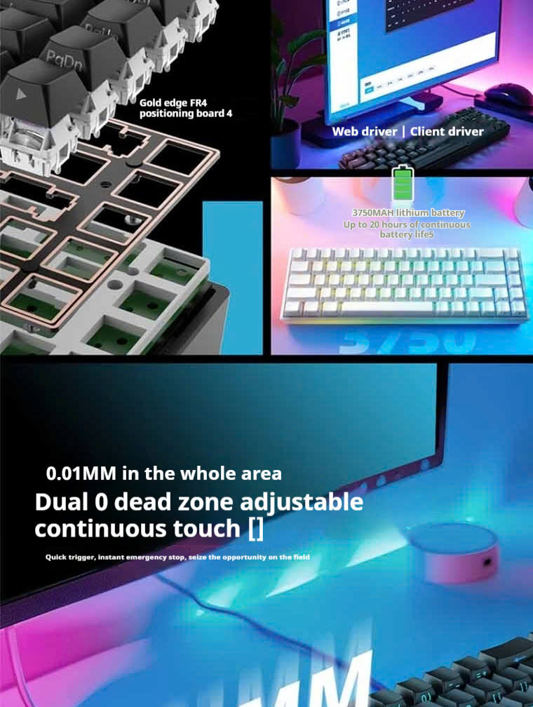 Bàn phím cơ HE 3 chế độ Mars68 Pro Wireless 8k RT 0.01mm RGB | Shopee Việt Nam