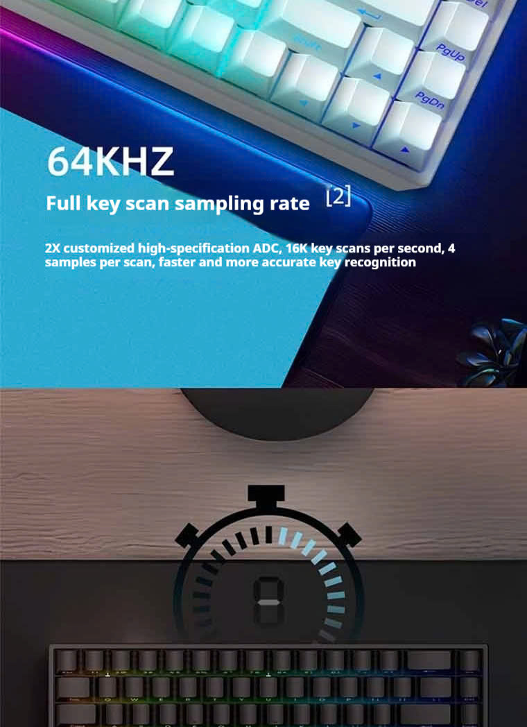 Bàn phím cơ HE 3 chế độ Mars68 Pro Wireless 8k RT 0.01mm RGB | Shopee Việt Nam