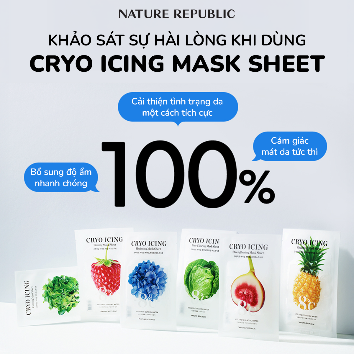 Combo 5 Mặt nạ cấp ẩm, hạ nhiệt và làm dịu Nature Republic Cryo Icing ...