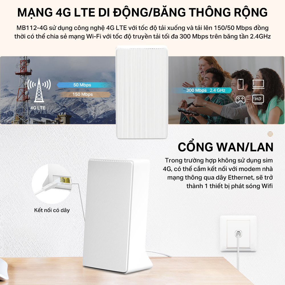 Bộ Phát Wifi 4G LTE Không Dây Mercusys MB112-4G Chuẩn N Tốc Độ 300 Mbps | Shopee Việt Nam