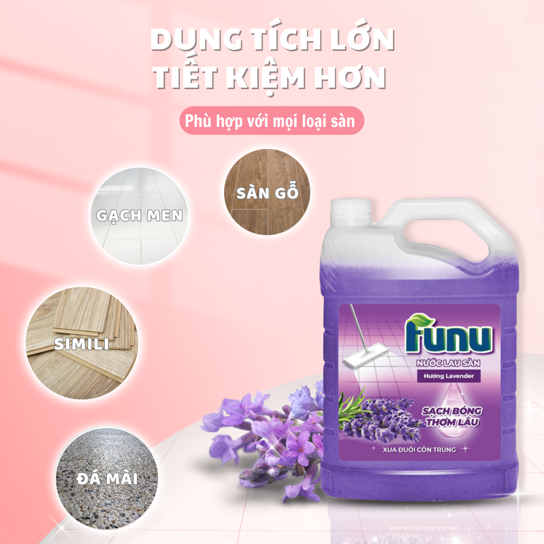Nước lau sàn Funu 3.8kg Sả Chanh, Ylang, LiLy, Lavender, Nước Hoa ...