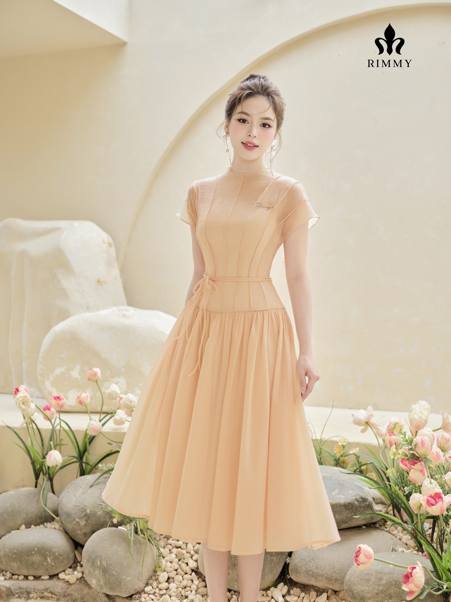 Juna Váy dáng xòe dự tiệc sang trọng thiết kế cổ tròn cách điệu thanh ...