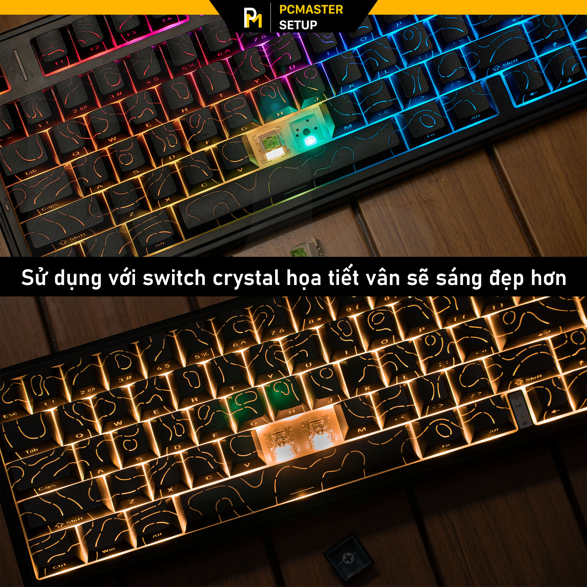 Keycap pbt xuyên led ninja Topographic dùng cho bàn phím cơ mạch xuôi ...