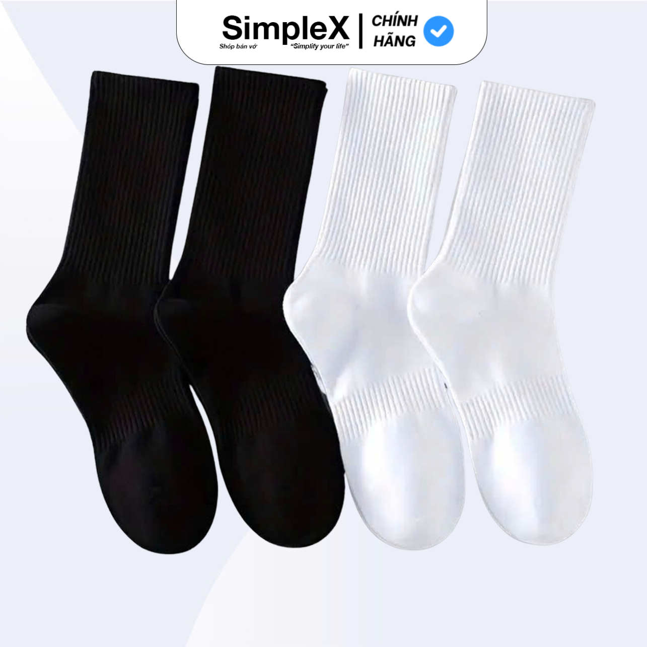 [Combo 10] Tất Vớ Nam Nữ Cổ Cao Trơn 20-22cm SimpleX, Cotton Êm Ái Dày ...