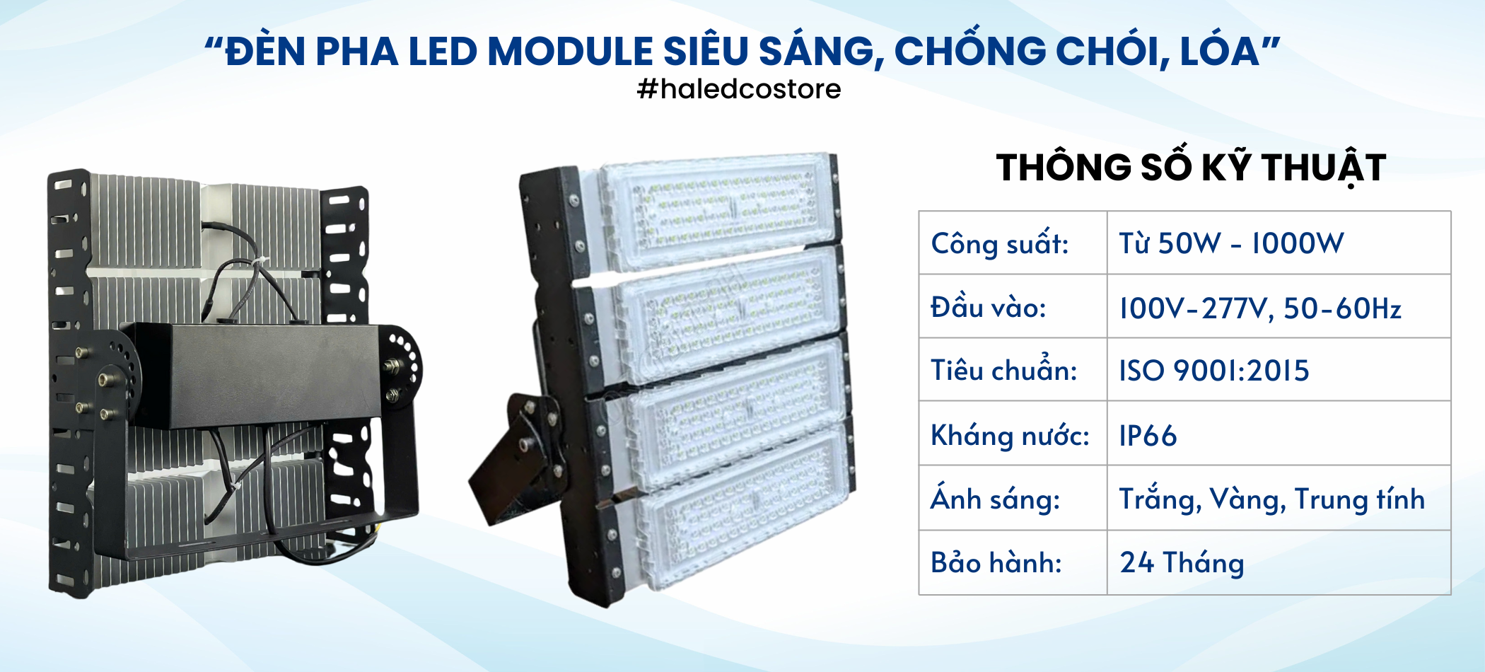 Đèn Pha LED Siêu Sáng, Chống Chói HALEDCO Chiếu Sân Pickleball, Sân ...