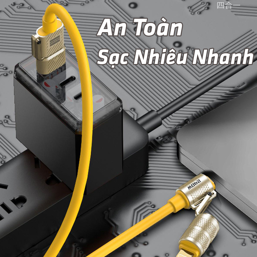 Cáp sạc 4 trong 1 đa năng nạp sạc nhanh chui sạc ra Type C 240W max và ...