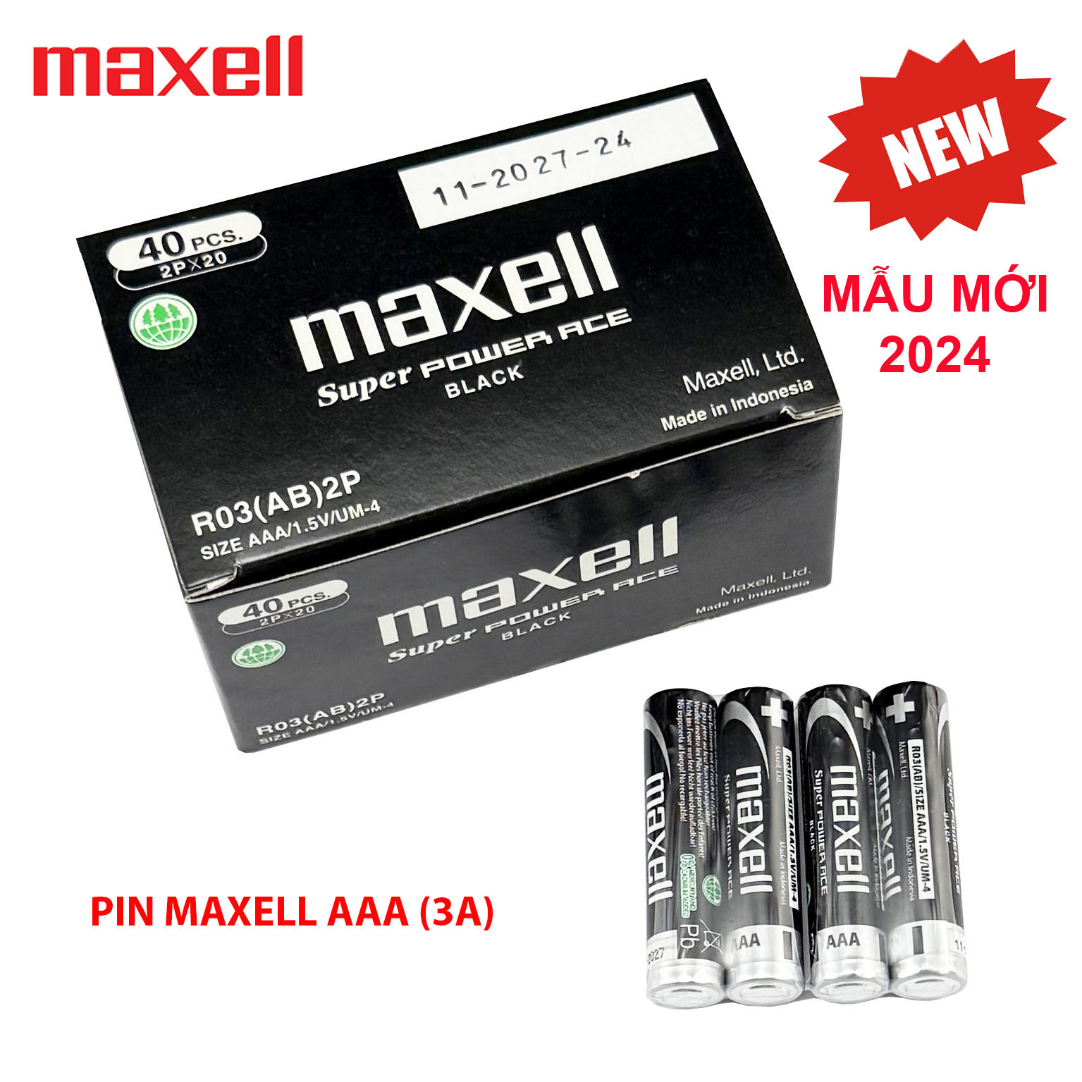 [Chính hãng] Hộp 40 viên pin đũa AAA ( 3A ) Maxell R03P - Hàng chính ...