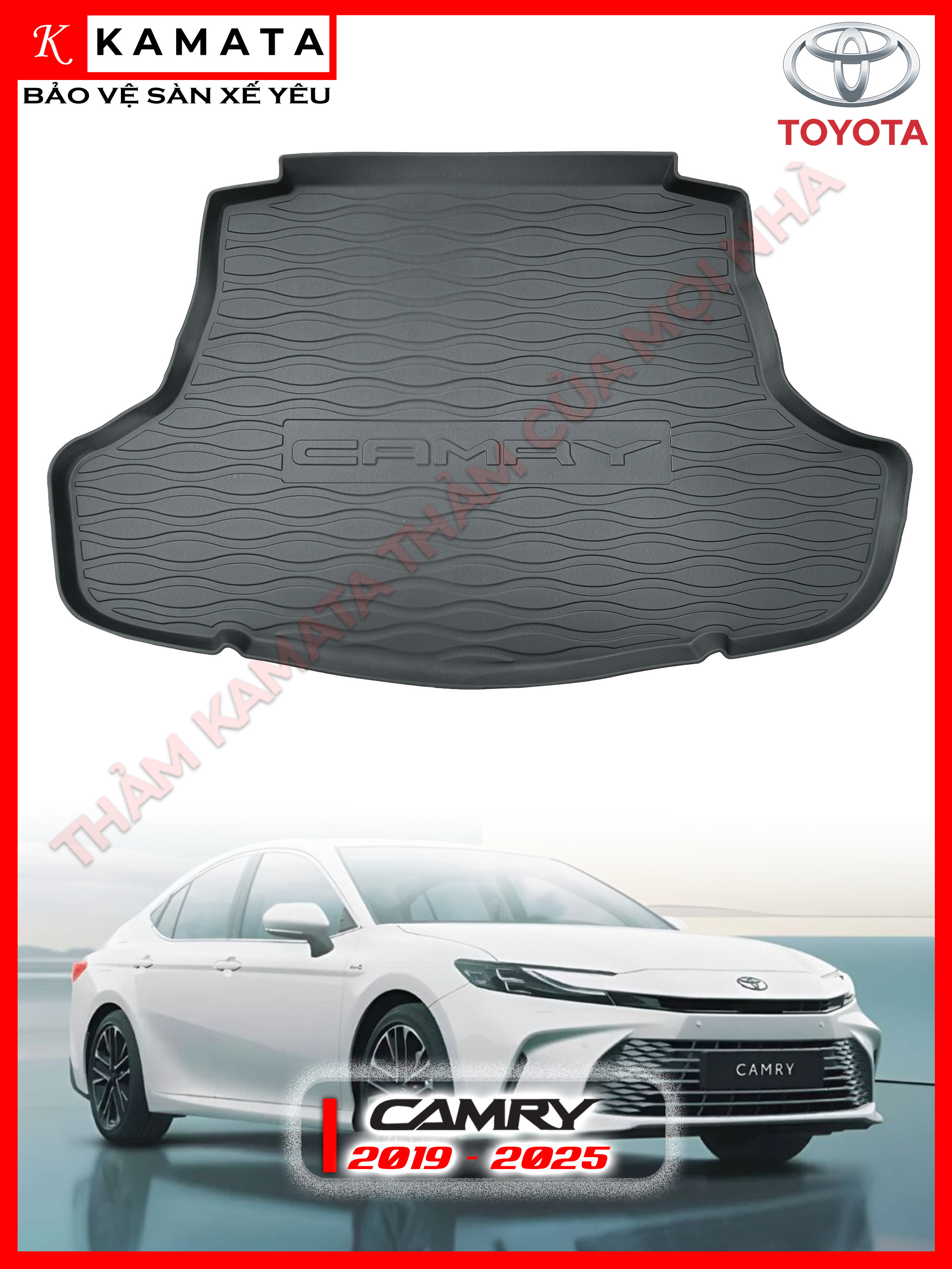 Thảm lót cốp ô tô Toyota Camry 2019 - 2026 khuôn đúc TPV KAMATA ...