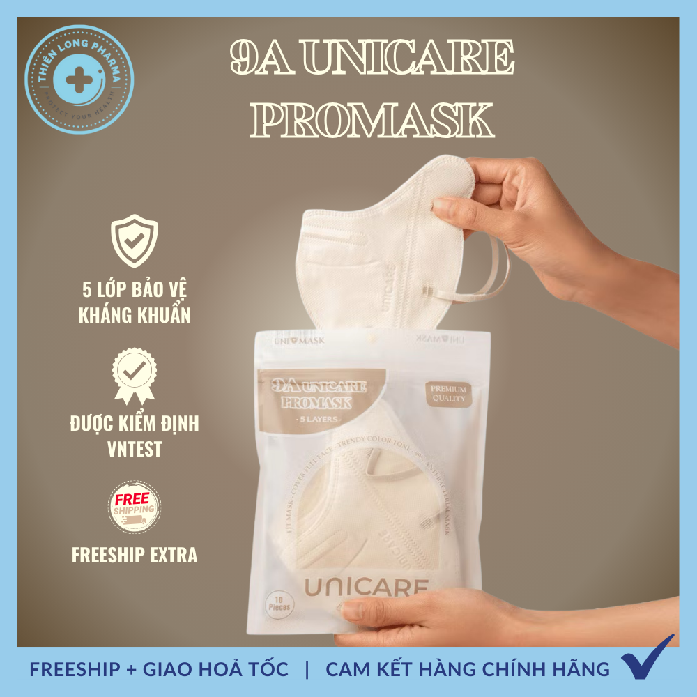 Khẩu trang 9A UNICARE [ SET 100 Cái] 5 lớp dày chống nắng, tia uv kích thước lớn siêu bảo vệ ...