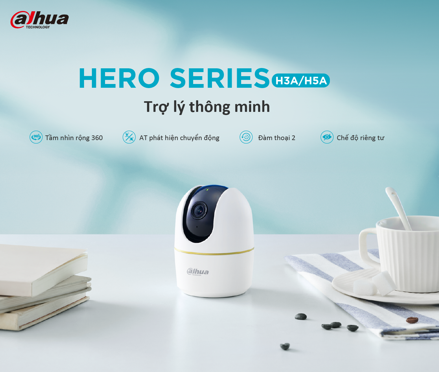 [VC Live 25% 9.9]Camera Wifi Dahua Hero A1 3MP/5MP,Xoay 360 trong nhà, Đàm thoại 2 chiều ,Theo ...