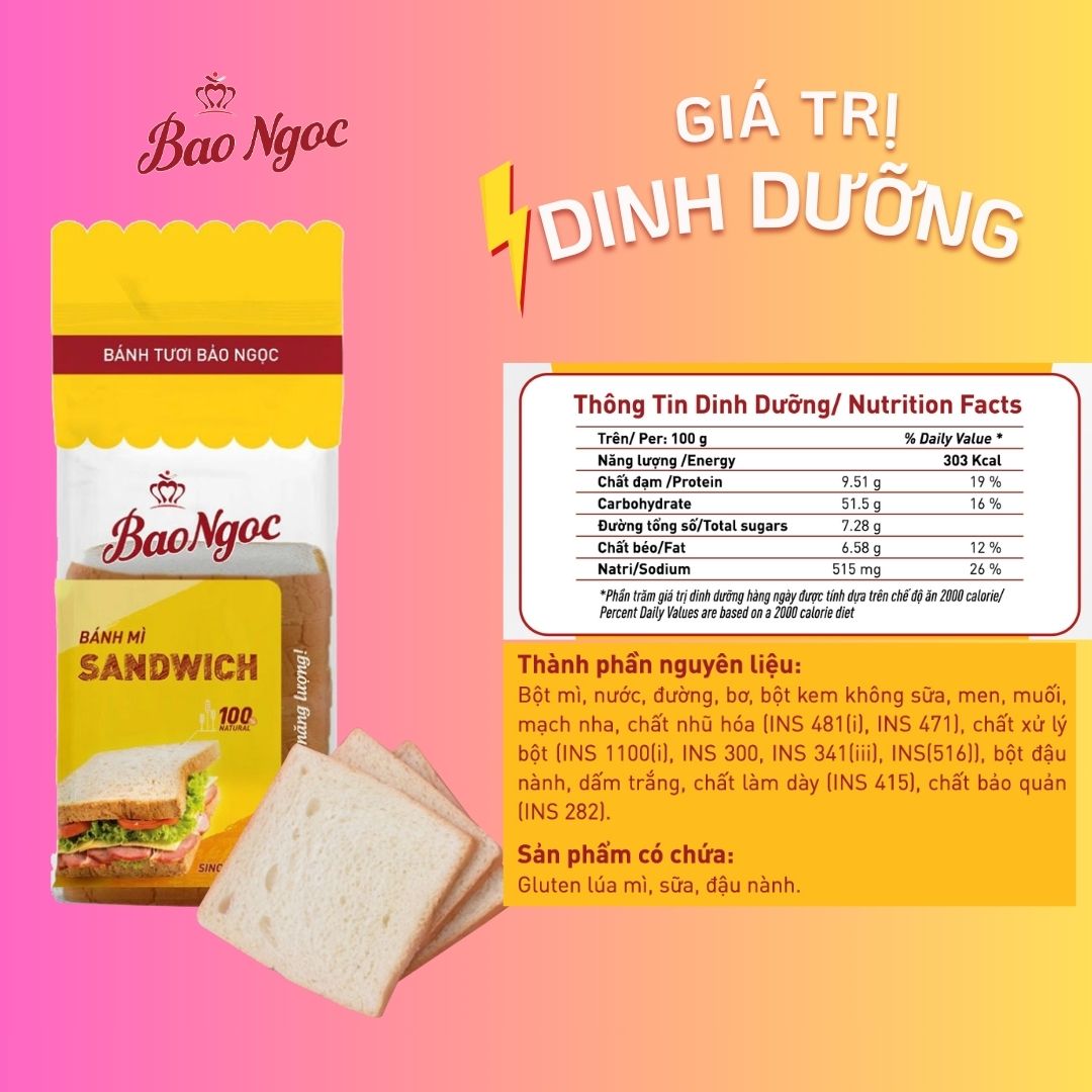 [1-5 Túi] Bánh Mì Sandwich Nguyên Vị Truyền Thống Bảo Ngọc (275g) | Shopee Việt Nam