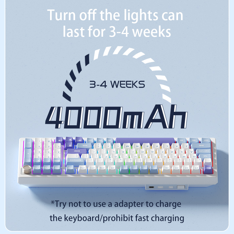 Bàn phím cơ fullsize Weikav F98 Pro - 3 mode kết nối - Led RGB - Gasket mount - Pin 4000mAh ...