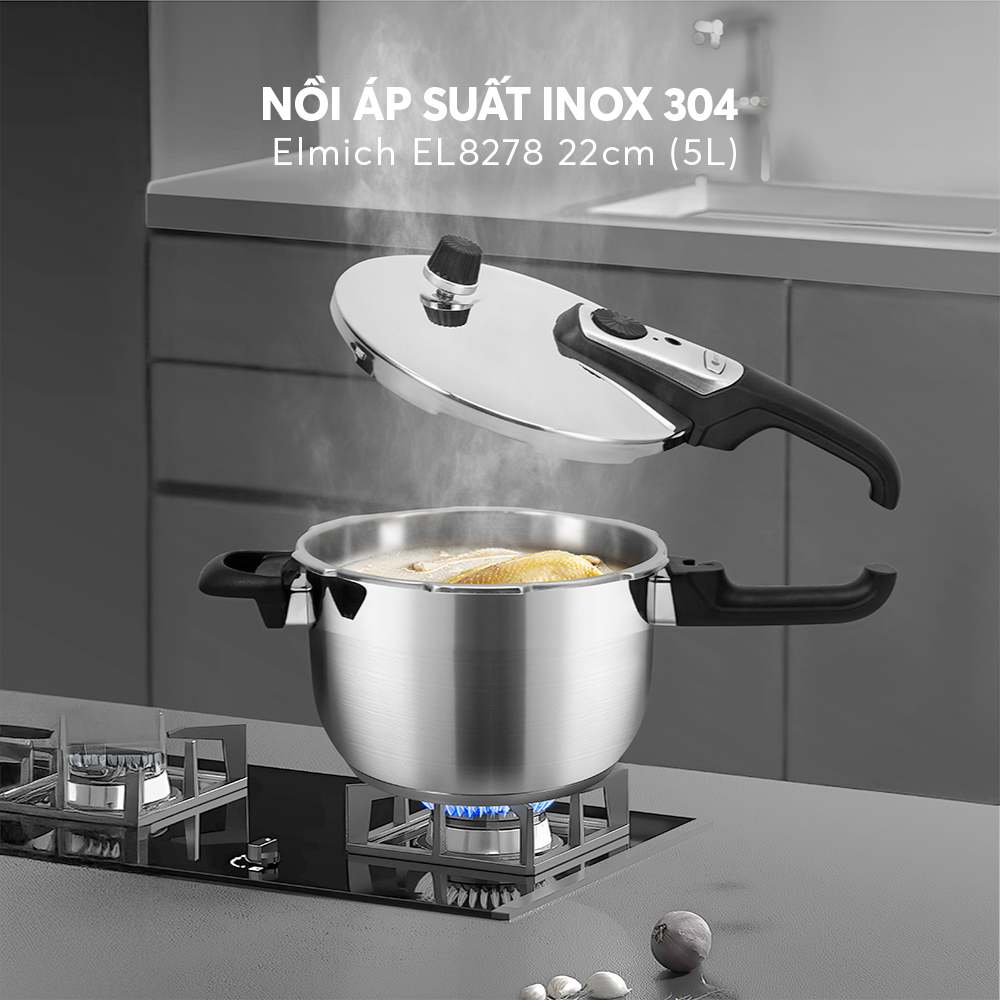 Nồi Áp Suất Đun Từ Inox 304 ELMICH EL-3369 4L-20cm/ EL-3371 5,5L - 22cm / EL-8278 5L-22cm ...