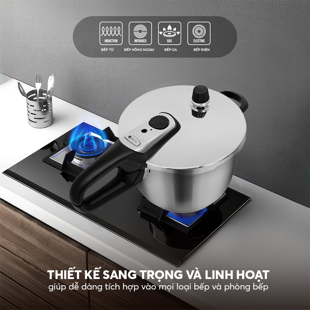 Nồi Áp Suất Đun Từ Inox 304 ELMICH EL-3369 4L-20cm/ EL-3371 5,5L - 22cm / EL-8278 5L-22cm ...