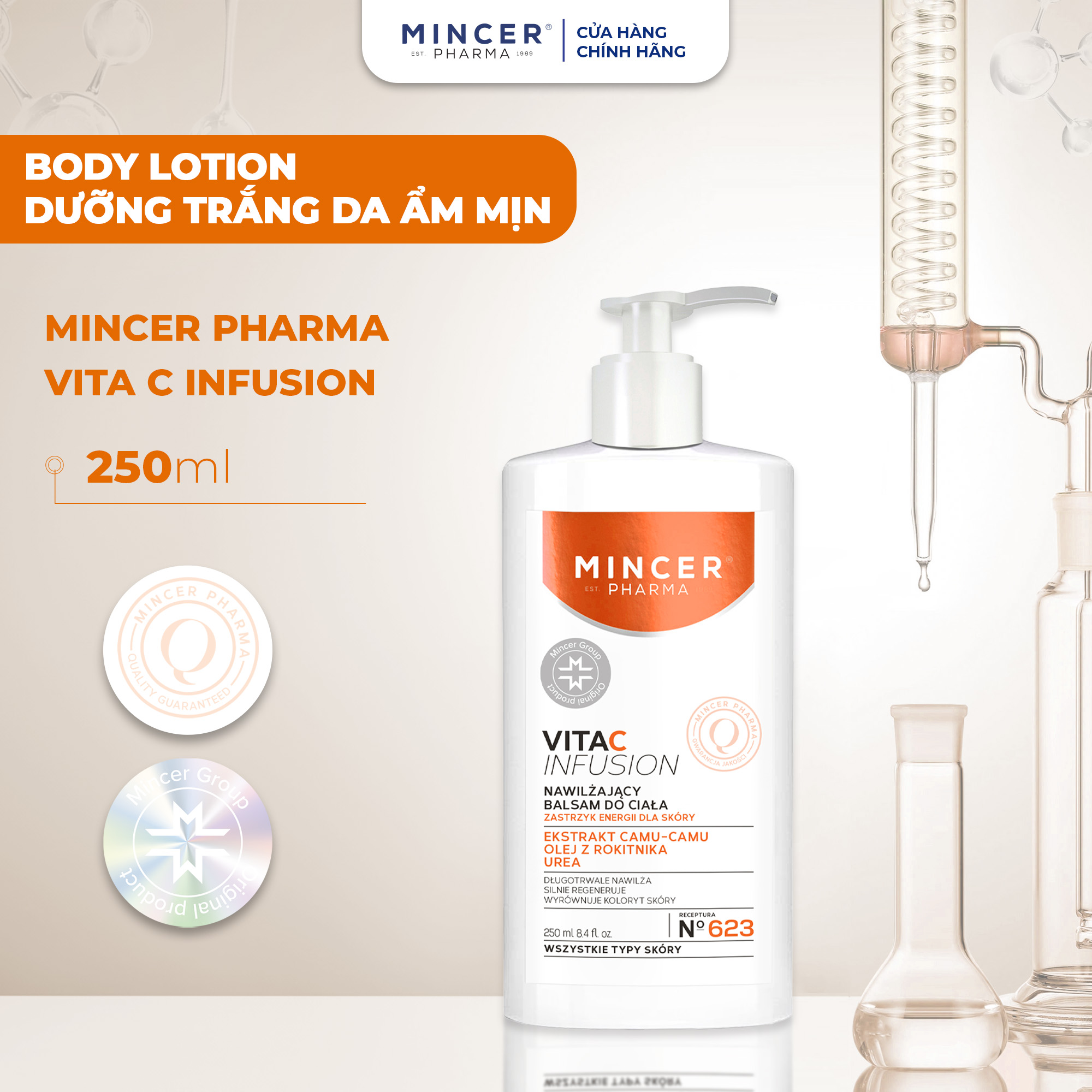 Kem Body Lotion Dưỡng Trắng & Chống Lão Hoá Mincer Pharma Vita C ...