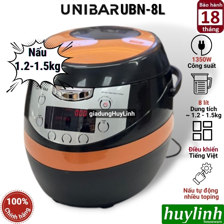 Nồi nấu trân châu tự động đa năng Unibar UBN-8L - 8 lít (1.5 kg trân ...