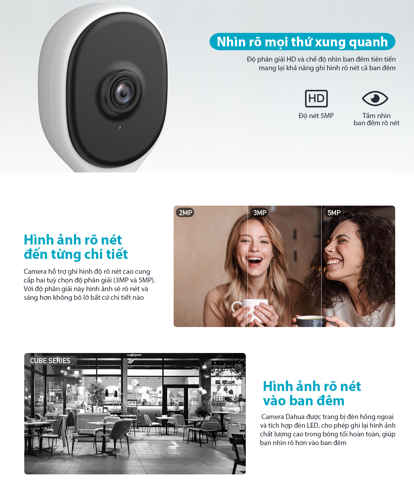 Camera Wifi Dahua Cube A1 3MP/5MP Đàm thoại 2 chiều , Đế nam châm tự ...