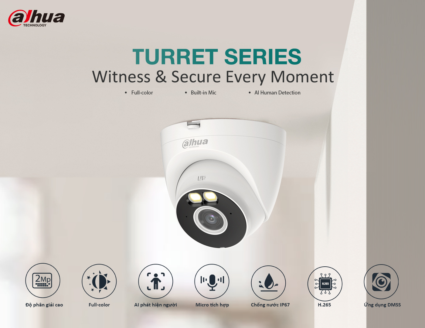 Camera Wifi Dahua 2MP/4MP , Chống nước IP67, Công nghệ Full-Color , T2A ...