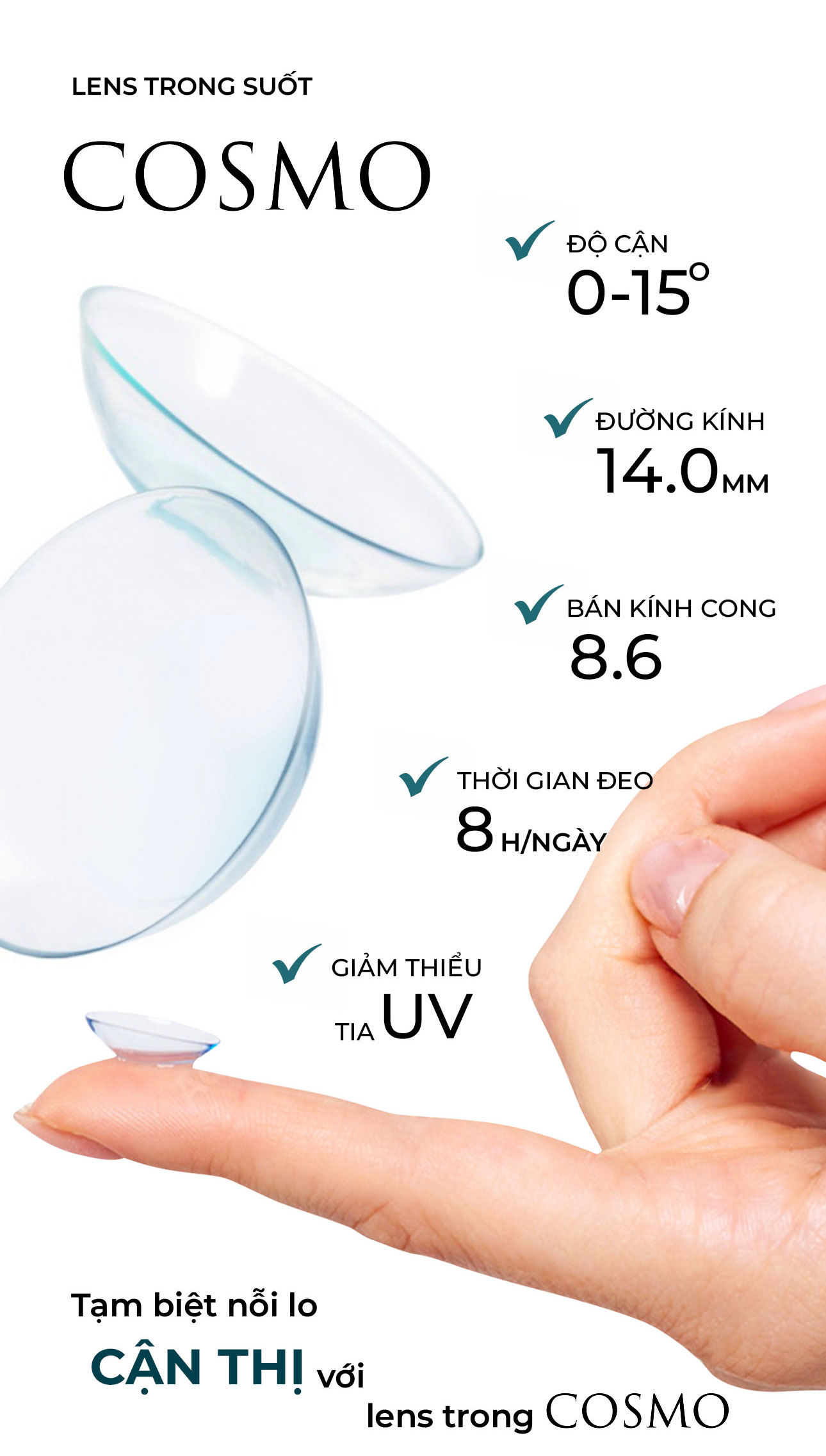 Lens trong suốt cận Angel Eyes Cosmo có độ từ 0 đến 15 độ, dòng kính áp ...