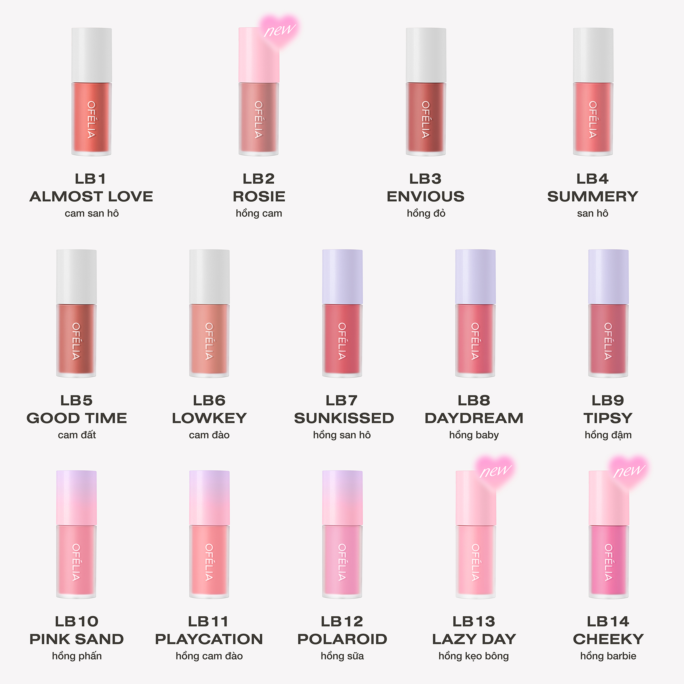 Combo Má Hồng và Son OFÉLIA - Lolli Liquid Blush + Lolli Glow Tint Mini Size (4.6g x 1g ...