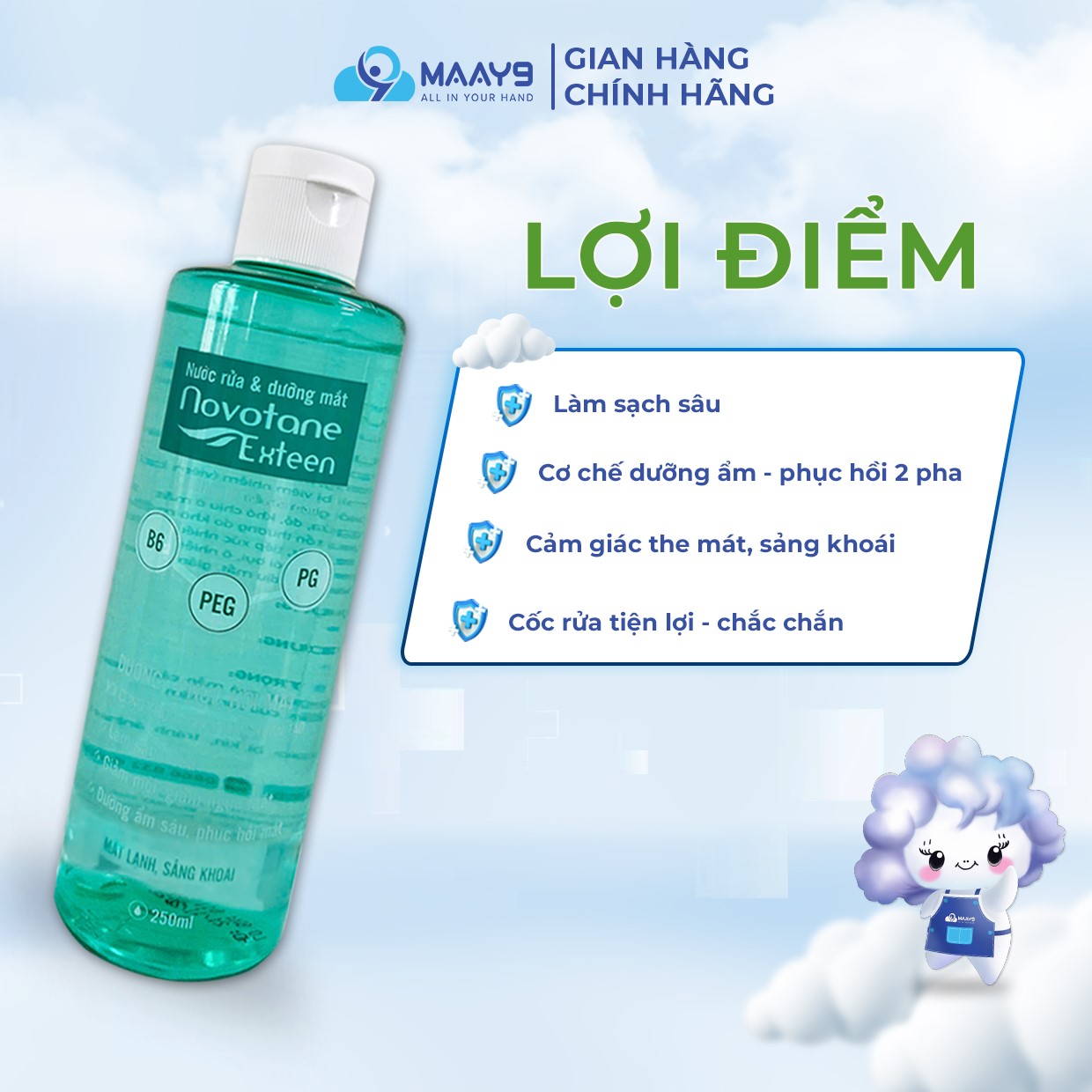 NƯỚC RỬA & DƯỠNG MẮT XANH Novotane Exteen Cleansing & Refresh giúp làm ...