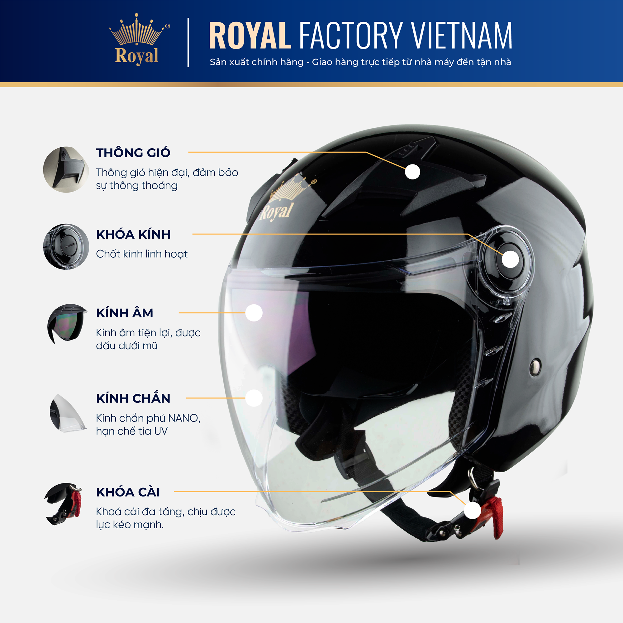 [NHÀ SẢN XUẤT] Combo Mũ Bảo Hiểm 3/4 Đầu M268 Trơn và M268 Tem 2 Kính ...