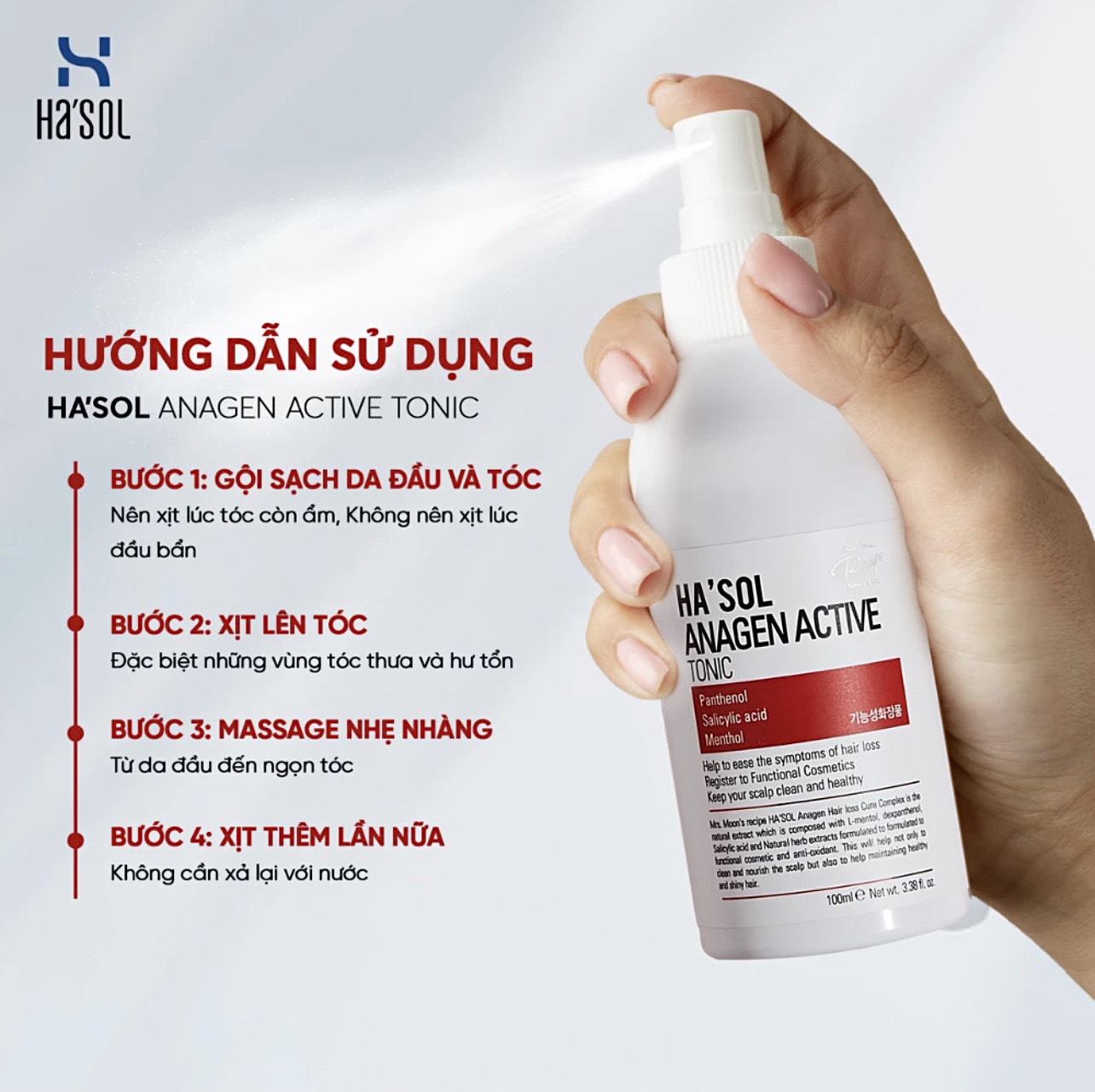 Combo 2 lọ Xịt Kích Mọc Tóc Hasol Anagen Active Tonic 100ml - Dưỡng Da ...