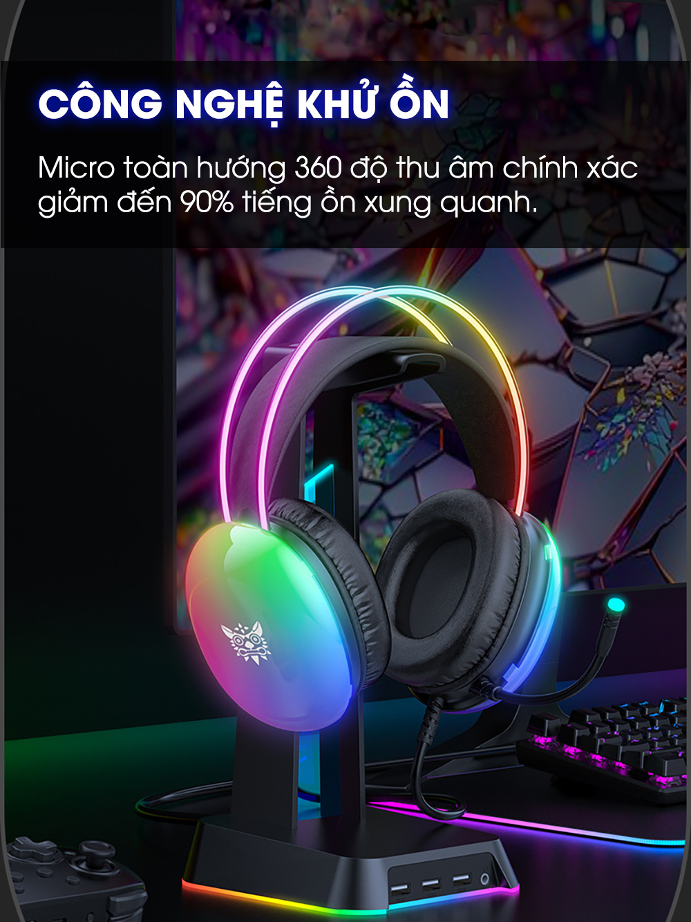 Tai nghe chụp tai có dây SIDOTECH ONIKUMA X25 gaming led RGB đẹp âm thanh vòm 3D 7.1 có mic ...