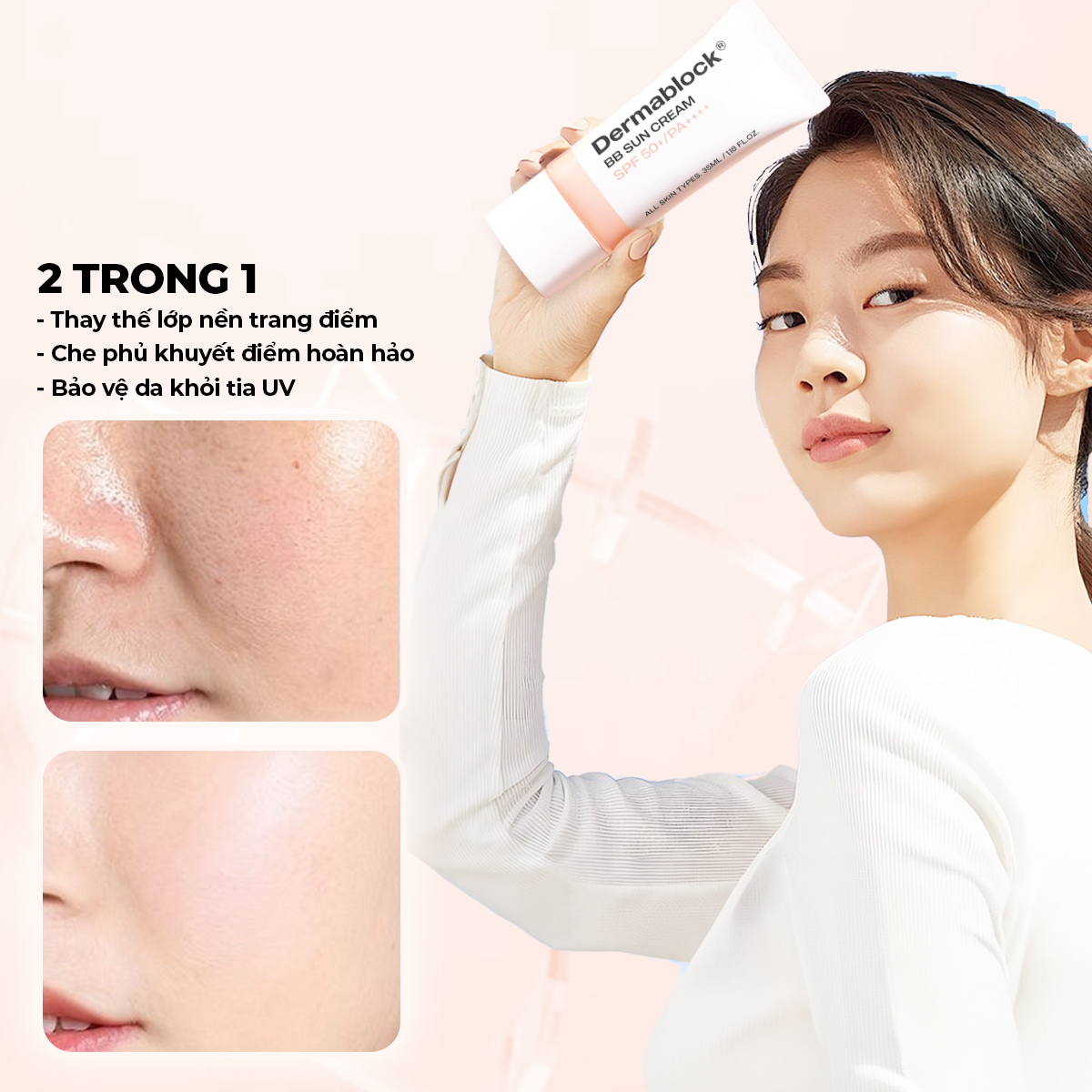 [TẶNG 1 MASK BNBG] Kem chống nắng che khuyết điểm 2 in 1 Dermablock BB ...