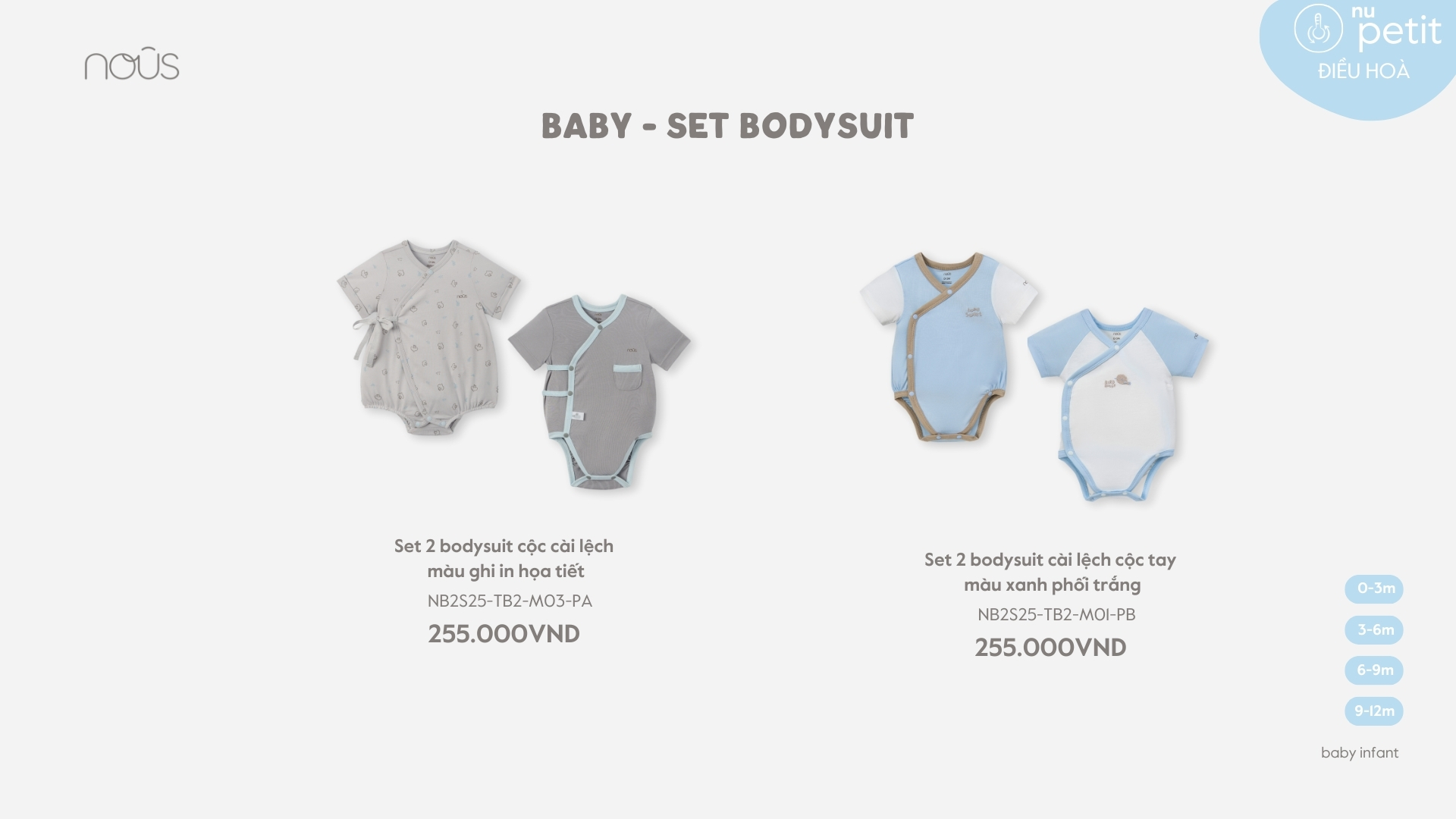 Nous Baby Set 2 bodysuit cho bé màu sắc phối họa tiết dễ thương, bộ ...
