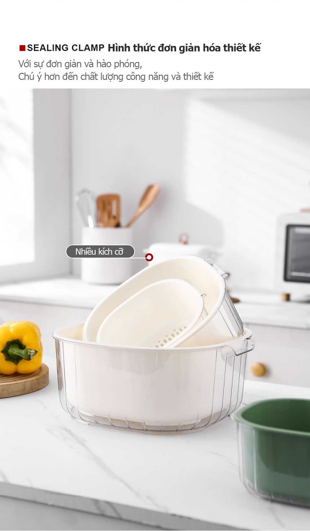 Bộ Thau rổ nhựa 6 món 888GD nhiều kích cỡ chậu rửa rau củ hoa quả hàng ...